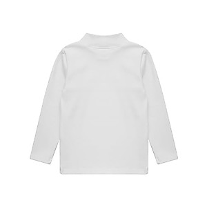 Aislor Kids Boys Girls Long Sleeve Thermal Tops Bear Embroidery Mock Neck Warm Underwear T-Shirt Baselayer Undershirts White 9-10 Years