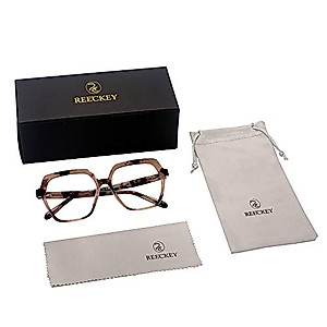 REECKEY Blue Light Glasses for Women, Computer Glasses Women Blue Light Blocking, Oversized Blue Light Filter Glasses, Gaming Glasses, Anti Blue Light Glasses, Square Eye Glasses (Pattern)
