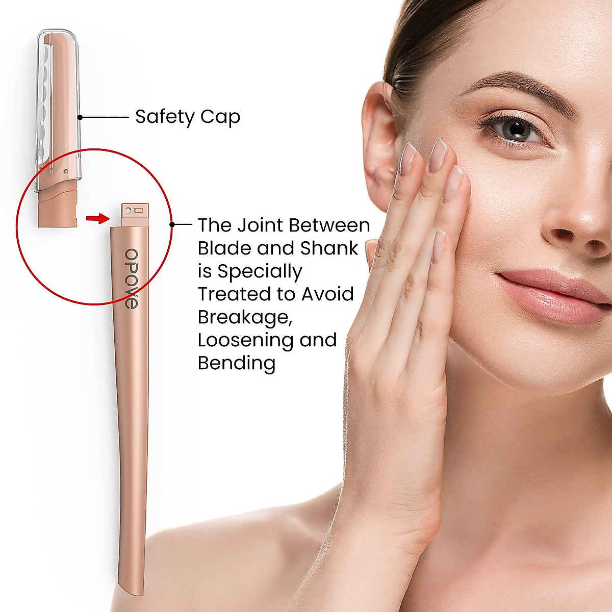 OPOVE Dermaplaning Tool Set,Professional Dermaplane Tools with 6 Refill Blades,Peach Fuzz Removal & Eyebrow Shaper–Face Shavers for Women,Facial Hair Razor Help Exfoliate and Smooth the Skin-Champagne