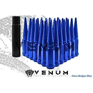 20 Pc M14x1.5 Dodger Blue Spike Lug Nuts - Powder Coated - 4.5" Tall Compatible with Jeep 2011-2020 Grand Cherokee JL Sahara 2020 Gladiator W/Aftermarket Wheels