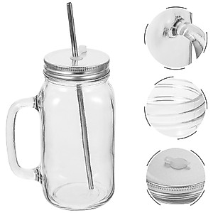 Luxshiny 1 Set Juice Glass Milk Tea Drinking Cup Covered Cup Coffee Cups Reusable Water Bottle with Handle Bottle Tumbler with Straw Cold Drink Cup Straw Mug Beverage Cup