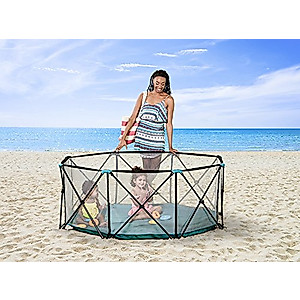 Regalo My Play Deluxe Extra Large Portable Play Yard Indoor and Outdoor, Bonus Kit, Washable, Teal, 8-Panel