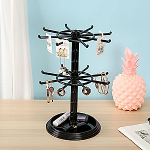 BestAlice 2 Tier Jewelry Rack, Rotating Jewelry Display Stand, Necklace Holder Rack Fashion Counter Jewelry Tree Stand, Adjustable ABS Jewelry Holder for Necklaces, Bracelets, Earrings, Ring