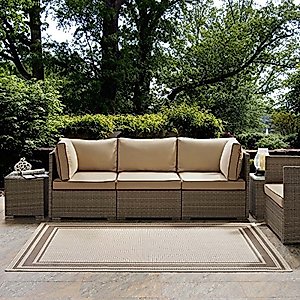Modway Rim Solid Border 8x10 Indoor and Outdoor In Light and Dark Beige