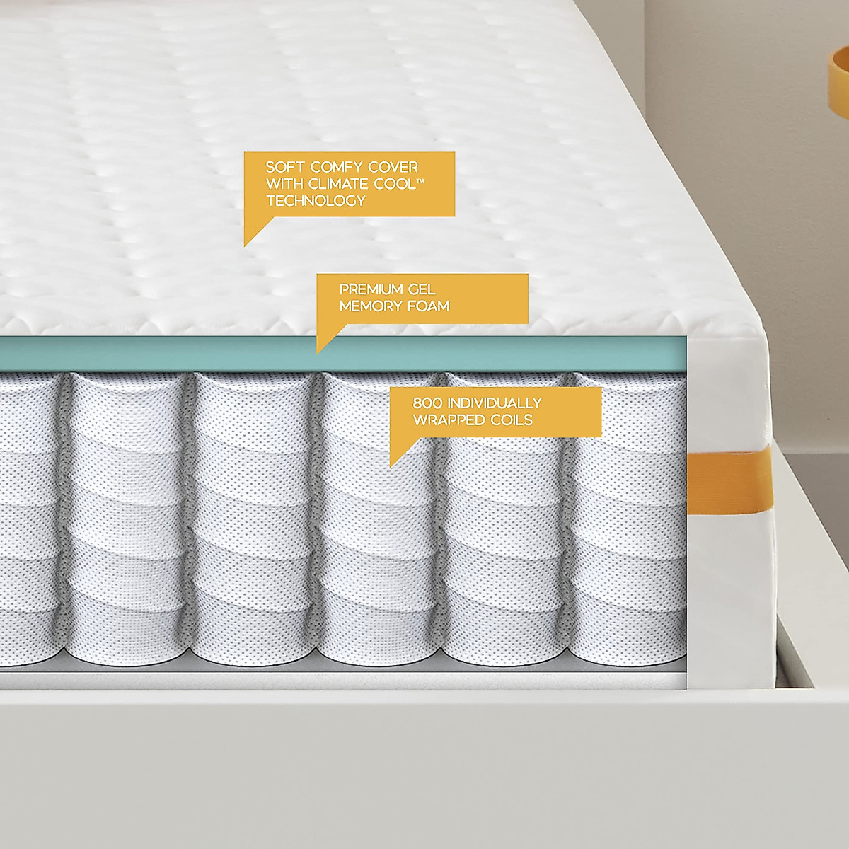 Simmons - Hybrid Gel Memory Foam Mattress - 10 Inch, King Size, Medium Feel, Individually Wrapped Coils, Moisture Wicking Cover, CertiPur-US Certified, 100-Night Trial