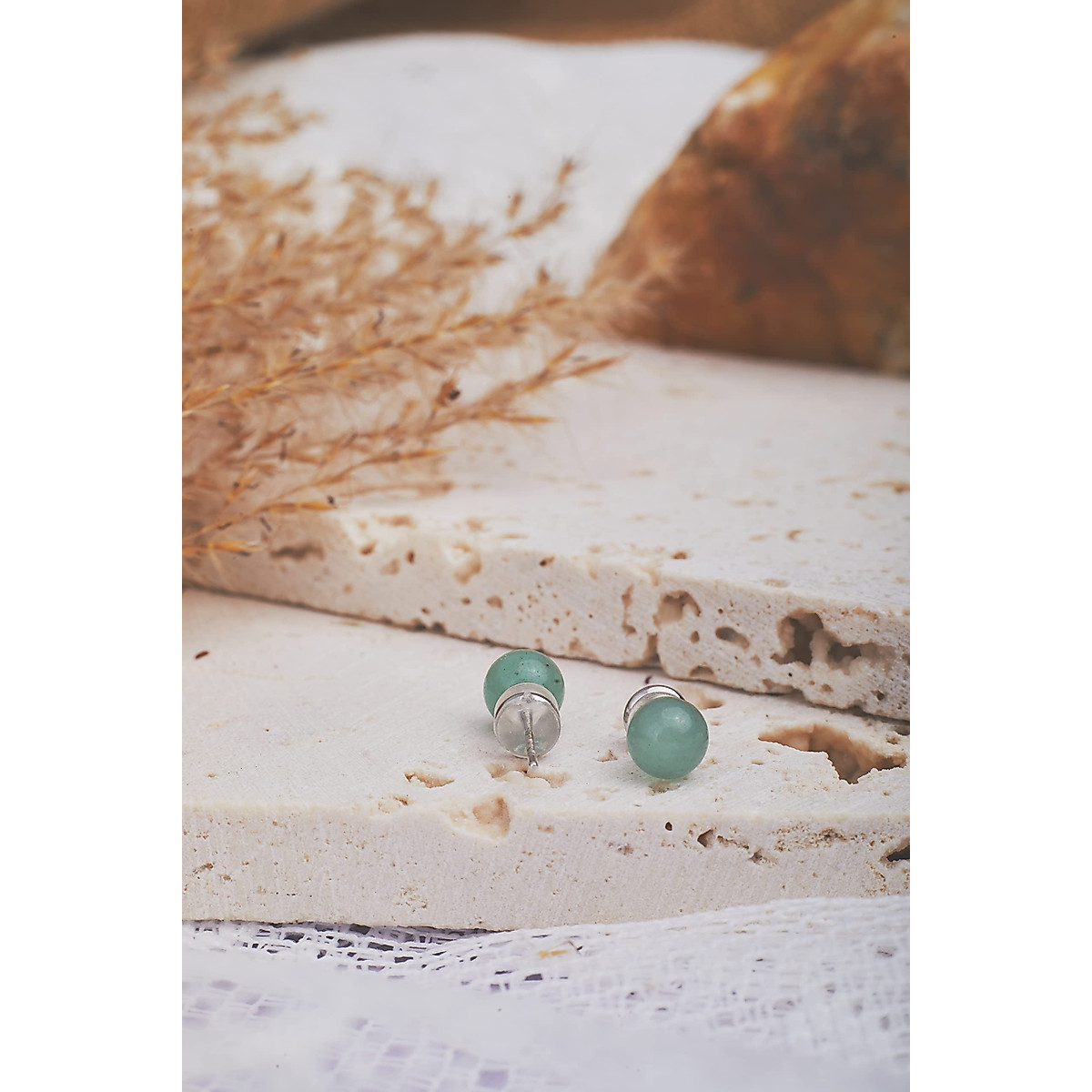 Jade Earrings for Women Jade Stud Earrings Jade Earrings for Men 6mm Sphere Lighter Green Jade Studs Graduation Gift Birthday Anniversary Holidays(A Pair of Studs, Lighter Green, 6mm Sphere)