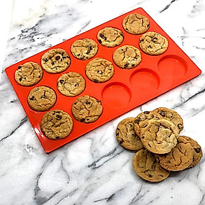 M. Gastro Kitchens 4 Pcs Set of 15 Cavity Mini Muffin Top (x2) and 20 Cavity Madeleine (x2) Baking Pan, Brownies, Keto Cheese Crisps, 2" diameter, 3/8" deep (Red - Muff-Mad)