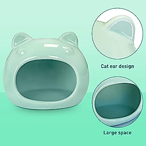 AmazeFun Small Pet Hideout Ceramic Adorable House Cozy Bed for Gerbils Hamsters Mice Mini Animals(Cyan)