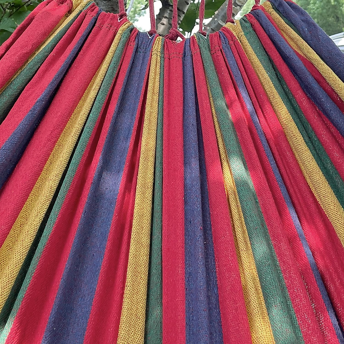 Sutekus Single or Double Hammock Outdoor Camping Hammock Two Person Portable Hammock with Rope and Carrying Pouch (Rainbow Stripe)