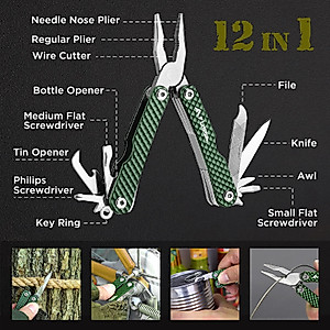 FLISSA Survival Hunting Knife with Sheath & 3Pcs Lighters Tool Set, Windproof Flameless USB Rechargeable Lighters, Waterproof LED Headlamp with 5 Light Modes, 12 in 1 Multitool Plier