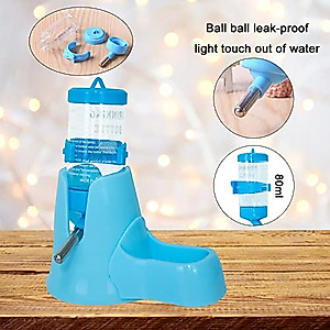 Hamster Automatic Feeder Dispenser for Small Animal Rhamster Ferret Bunny Rabbit Pig Hedgehog Bird Feed Pets, Mini Auto Food Feeding Cage Water Bowl for Vacation（1pcs Feeder+1pcs Water Bowl(Blue)