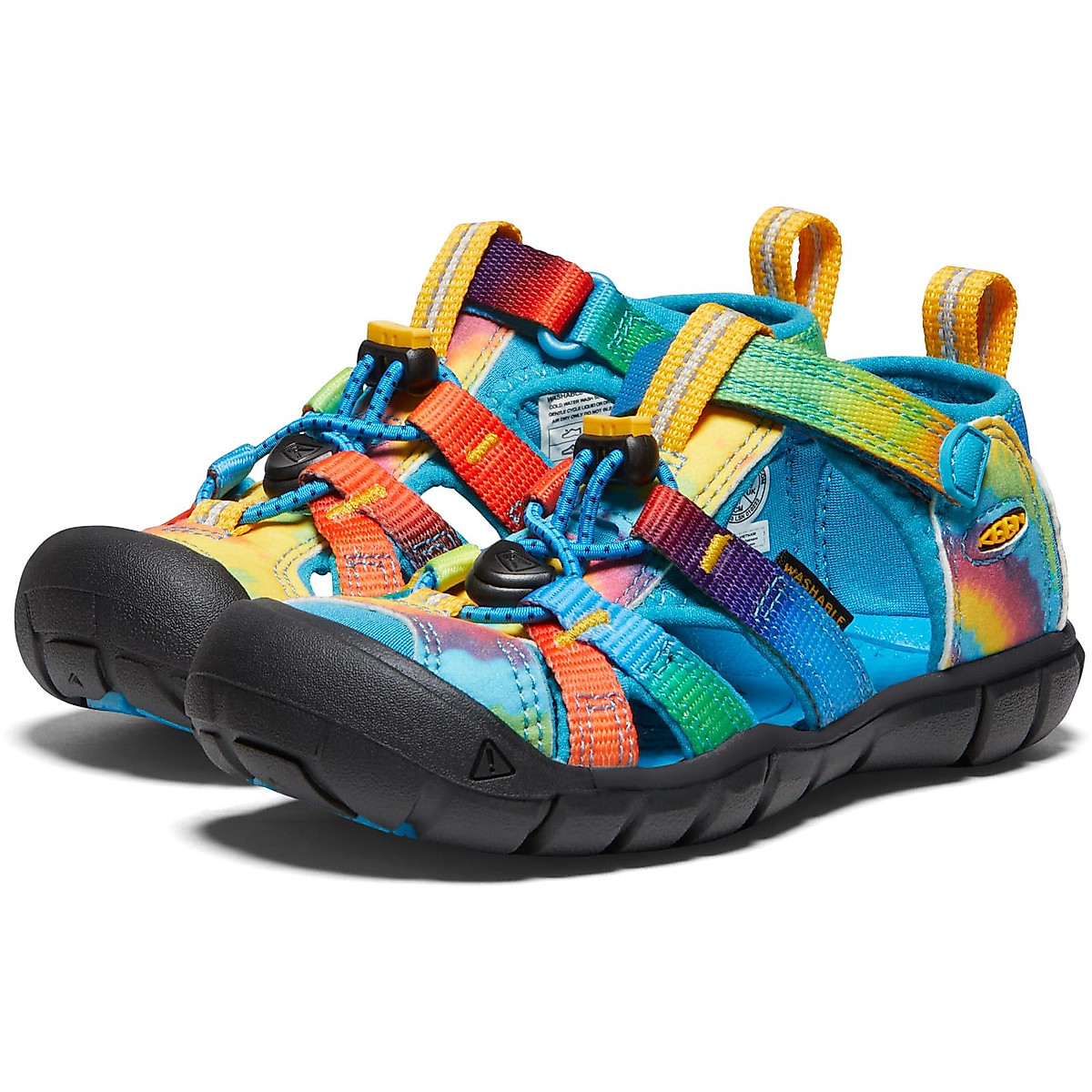 KEEN Seacamp 2 CNX Closed Toe Sandals, Vivid Blue/Original Tie Dye, 3 US Unisex Big Kid