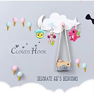 BOSGAS Adhesive Wall Hook for Kids Room,Decorative Wall Mounted Hooks Rack for Hanging Hair Clips,Headwear, Wallets,Hats,and Towels,Kids Coat Hook Rack for Boys and Girls,Easy to Use