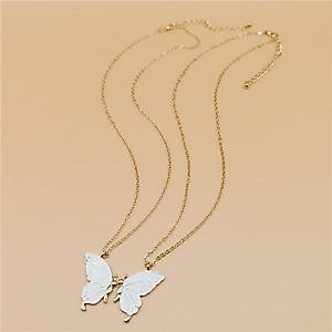 Xiyantiji BFF Friendship Necklace for 2 Best Friend Necklaces for 2 Girls Butterfly Pendant Necklace Matching Necklaces for Best Friends Bff Gifts for Women Teen Girls
