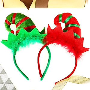 WILLBOND 2 Pieces Christmas Reindeer Antlers Headband Elf Hat Headband Deer Headband for Women Christmas Party Favors(Ox Horn)
