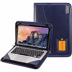 Broonel - Contour Series - Blue Heavy Duty Leather Protective Case - Compatible with Dynabook Portégé X40L-K 14" Laptop