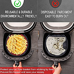 Upgrade Reusable Air Fryer Liners with Raised Silicone | Patented Product | BPA Free Non-Stick Silicone Air Fryer Mats | Air Fryer Silicone Tray Accessories | 2 Size Options – 8 Inch Round