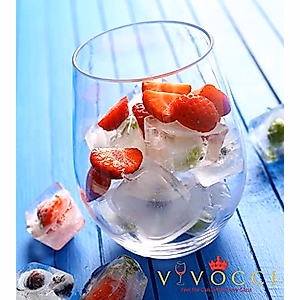 Vivocci Unbreakable Elegant Plastic Stemless Wine Glasses 20 oz | 100% Tritan Heavy Base | Shatterproof Glassware | Ideal For Cocktails & Scotch | Perfect For Homes & Bars | Dishwasher-Proof, Set of 4