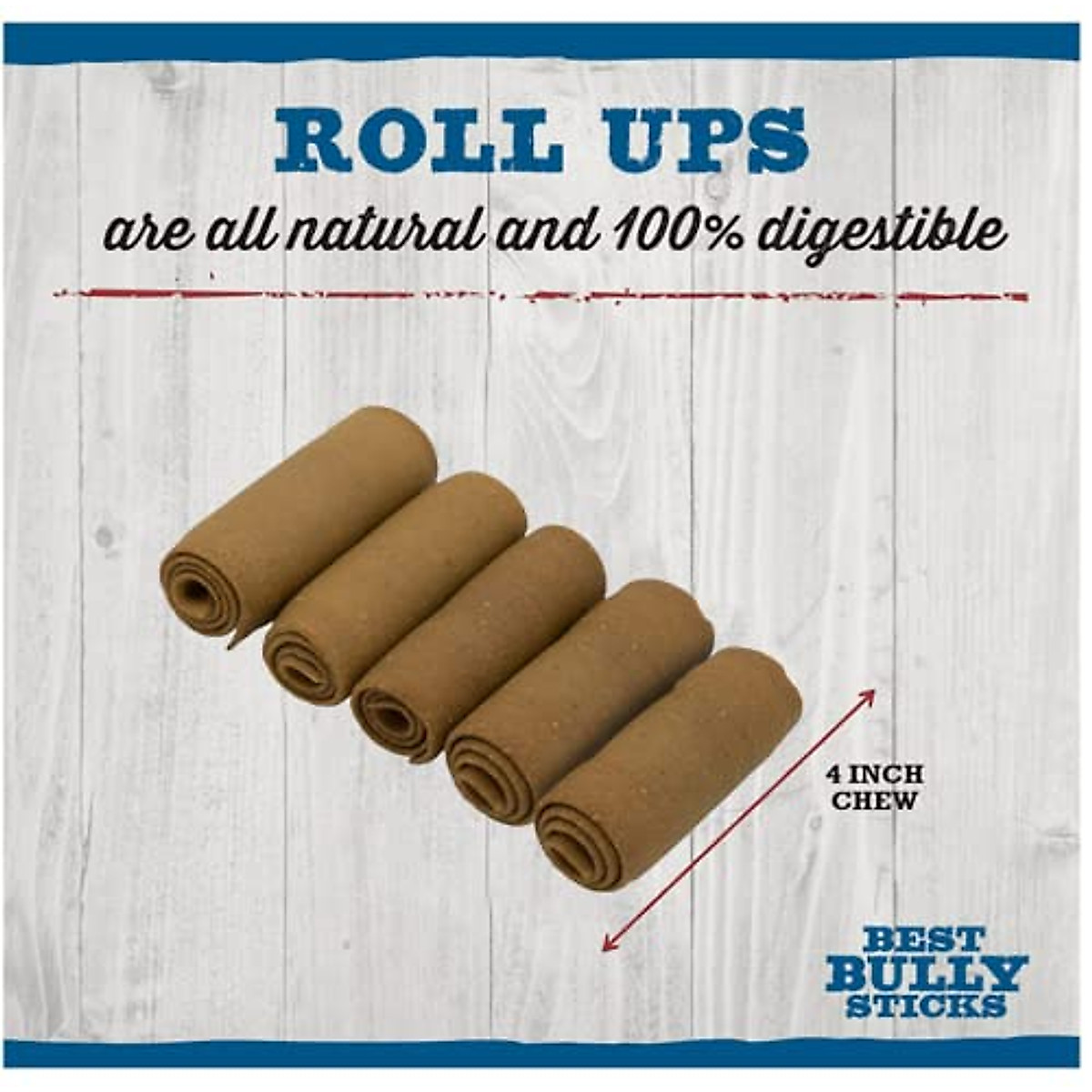 Best Bully Sticks Roll Ups - All-Natural, Easily digestible Dog Chew - Peanut Butter Flavor - Best Suited for Small Breeds (4 Inch, 5-Pack)