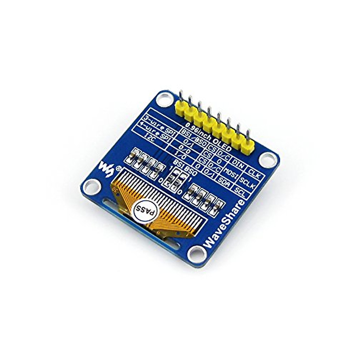 waveshare 0.96inch OLED (B) SPI/I2C Interfaces Straight/Vertical Pinheader for Hardware Platforms Such as Raspberry Pi/Jetson Nano/STM32