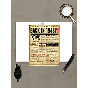 Inbufruy Funny 76th Birthday Card fo Man Woman, 1948 Vintage Birthday Cards for Him Her, Jumbo 76 Year Old Birthday Gift Cards for Grandpa Grandma Mom Dad, 76 Years Anniversary Card for Husband Wife