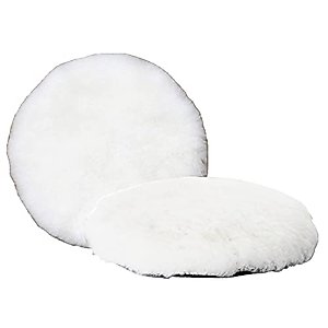 Inzoey Wool Polishing Pad 7 Inches Soft Sheepskin Buffing Pads with Hook and Loop Back Wool Cutting Pad for Car, Furniture, Glass and So On (Pack of 2)