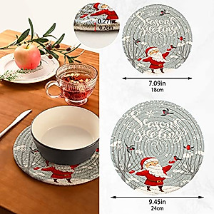 ALAZA Merry Christmas Snow Season's Gieeting Trivets for Hot Dishes 2 Pcs,Hot Pad for Kitchen,Trivets for Hot Pots and Pans,Large Coasters Cotton Mat Cooking Potholder Set