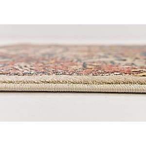 Unique Loom Oslo Collection Distressed Botanical Medallion Beige Runner Rug (3' x 13')