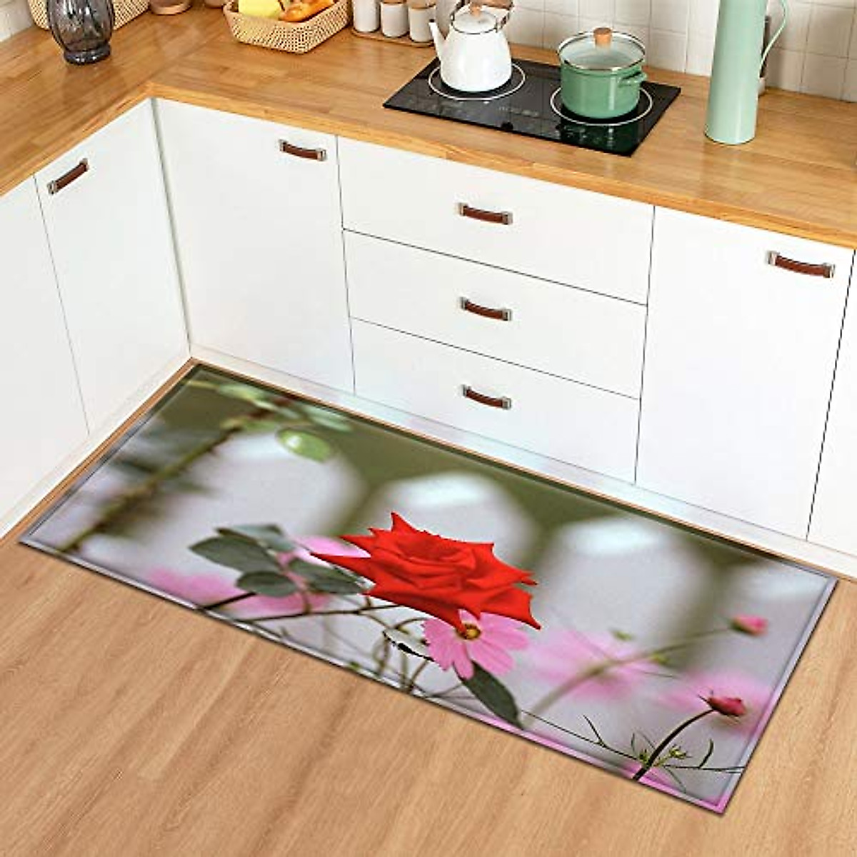 Mat in The Bathroom Home Living Room Kitchen Carpet Plant Flowers Pattern Entrance Doormat Bedroom Hallway Floor Rug A22 60x180cm