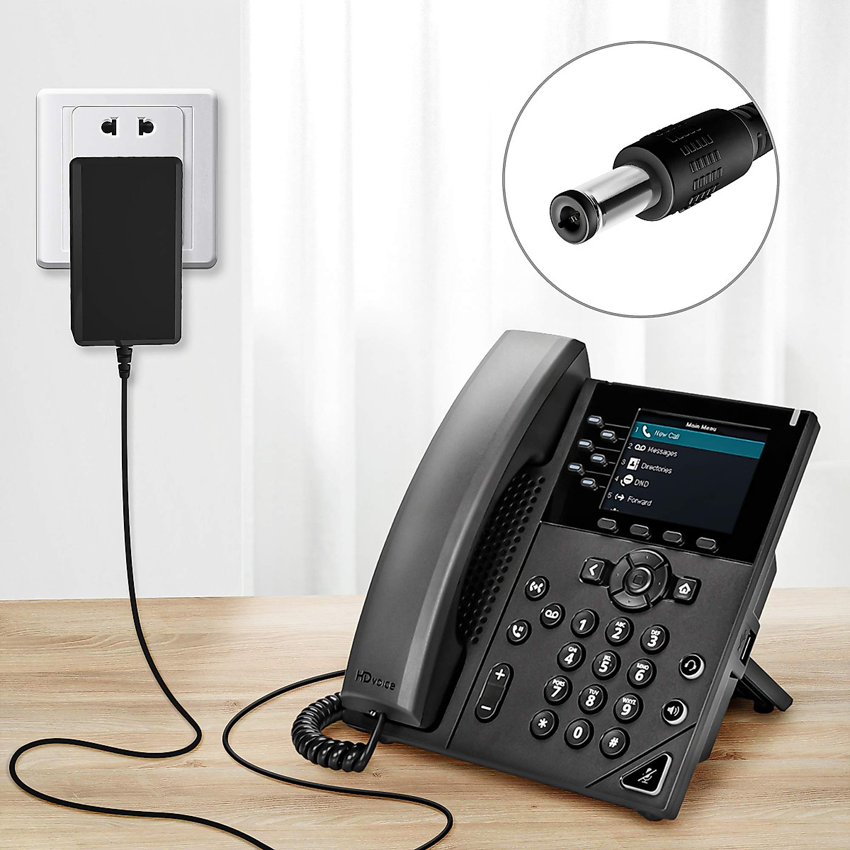 PwrON Power Adapter Compatible with for POLYCOM VVX Business IP Phone, VVX 150 250 350 450 OBI, 6.6ft Long