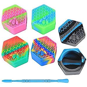 Green Nexus 5 Packs 25ML Non-Stick Food Grade Hexagon Silicone Containers with Carving Tool (5)