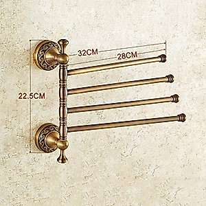 -Shelf Balcony Bathroom Towel Rail,Towel Rack Towel Rack,Wall-Mounted Brass Bathroom Kitchen Towel Rack Holder with Extra Long 4 Bars Sweat Towel Holder