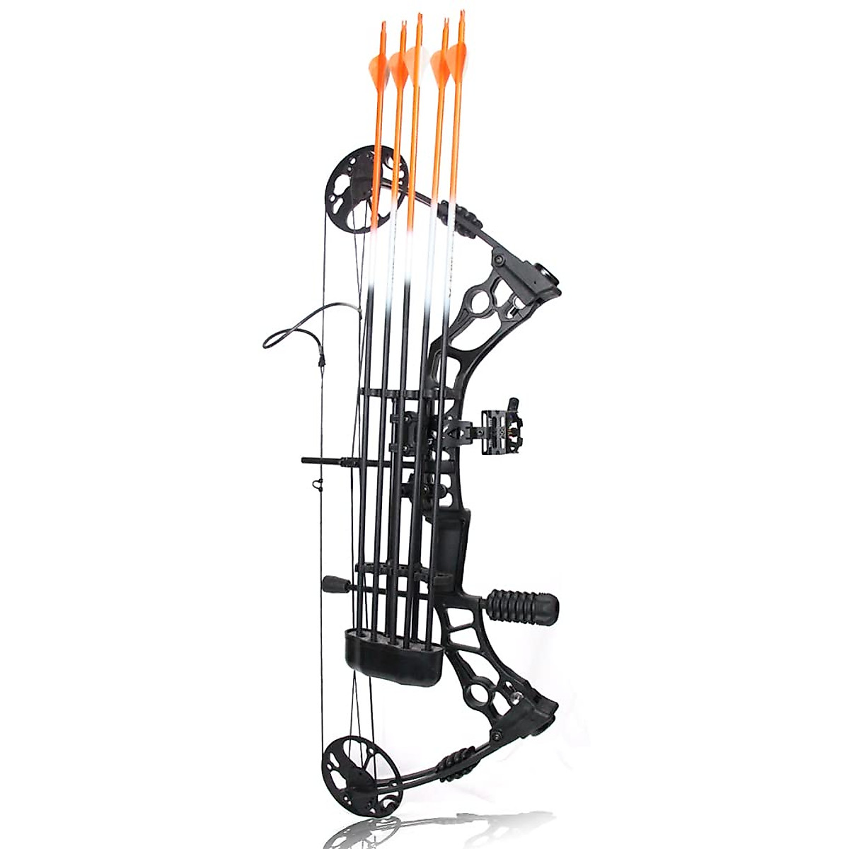 Archery Compound Bow and Arrow for Adults and Youth，Bowfishing and Hunting Bow Set, 320 fps,18"-30" Draw Length,35-70 Lbs Draw Weight, Package with Archery Hunting Equipment Black