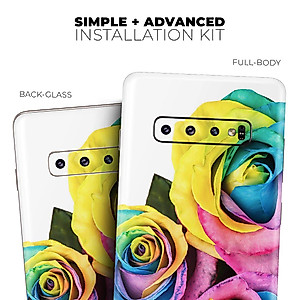 DesignSkinz Rainbow Dyed Roses Protective Vinyl Decal Wrap Skin Cover Compatible with The Samsung Galaxy S20 (Screen Trim & Back Glass Skin)