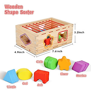 NiceNeer Montessori Toys for 1 Year Old, Wood Montessori Cube Shape Sorter Toys for Toddlers 1-3 Educational Learning Toys for 1 2 3 Year Old Baby Toys & Gifts
