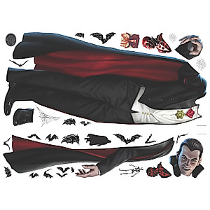 Universal Pictures RMK5211GM Classic Monsters Dracula Peel and Stick Wall Decals, Black, White