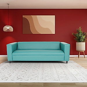 Coast to Coast Sofas Canal Faux Leather Sofa, Modern 3-Seater Sofas Couches for Living Room, Bedroom, Office, and Apartment with Solid Wood Frame