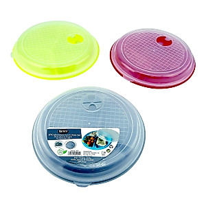3 Pack Divided Microwave Lunch Plate Set with Lids Vented Food Storage Food Grade Plastic