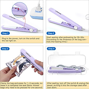 Mini Bag Sealer Heat Seal Kitchen Gadgets, Food Sealer Bag Re-sealer for Food Storage, Handheld Heat Sealer for Chips Bag, Foil Bag, Mylar Bags, Color Street Nails Strips with Storage Case- Purple