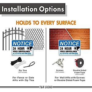 Video Surveillance Sign, All Activities Are Monitored - 2 Pack - 7 x 10 Inches Rust Free .040 Aluminum Reflective - UV Protected, Waterproof, Weatherproof and Fade Resistant - 4 Pre-drilled Holes