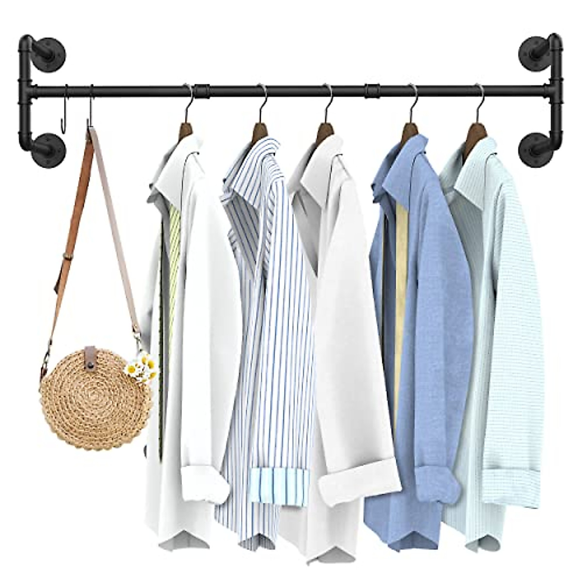 Industrial Clothes Hanging Rod Heavy Duty Garment Rack Bar for Closet Laundry Room Storage