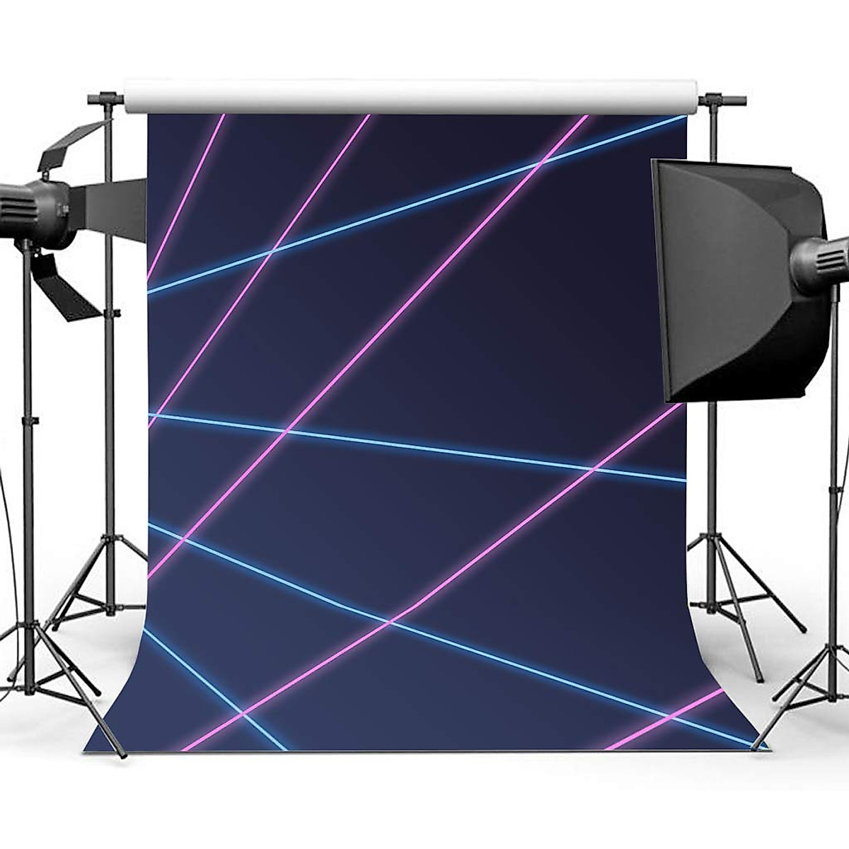 Sensfun Laser Line Photography Backdrop Neon Laser Tag Birthday Party Night Game On Indoor Photobooth Background Glow Photo Studio Backdrops Fabric 5x7ft