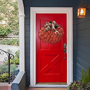 40 cm Pumpkin Wreath for Front Door,Fall Burlap Wreaths Decor with Bows and Berries,Autumn Cute Pumpkin Garland Suitable for Fall Halloween Christmas Thanksgiving Wall Home Decoration