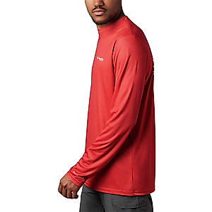 Columbia Men's Terminal Tackle PFG Fish Flag LS, Red Spark/White, 4X