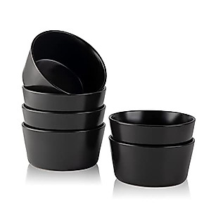 AmorArc Stoneware Cereal Bowls for Kitchen, 26 ounce Ceramic Soup Bowls Set of 6 for Oatmeal Snacks Soup Cereal, Chip-Resistant Kitchen Bowls, Matte Black