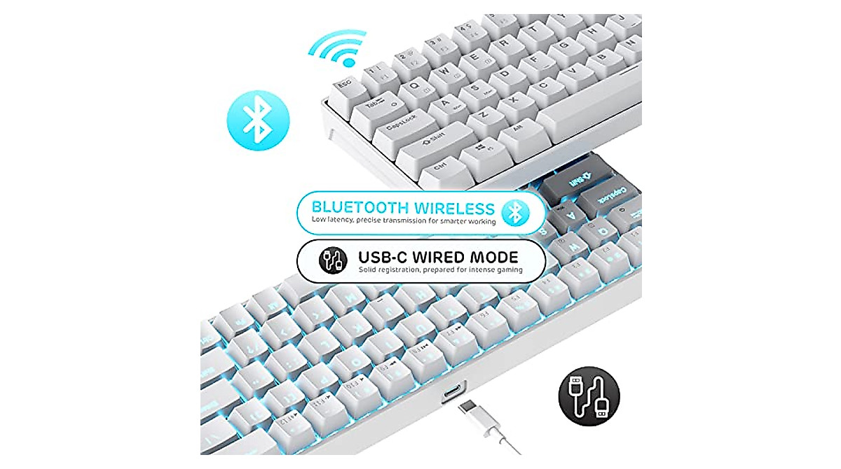 RK ROYAL KLUDGE RK68 Wireless Hot Swappable 65% Mechanical Keyboard, 68 ...
