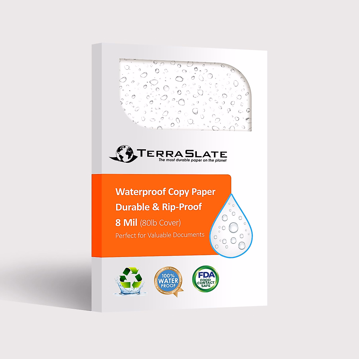TerraSlate Premium Waterproof Printer Paper, 8 MIL 8.5 x 11 Inches, Durable & Heavy-duty paper (25 Sheets)