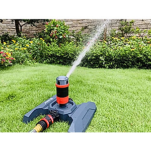 Eden 96123 4-Pattern Adjustable Mobile Rotary Gear Drive Sprinkler W/Quick Connect Starter Set, 360 Degree Coverage
