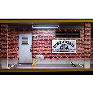 Display Case for 1/18 Diecast Cars,Acrylic Display Case for 1/12 Scale Toy Motorcyle with LED Lighting, Route 66-3 Open Side