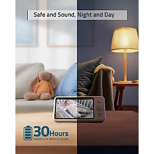 eufy Security Video and Audio Baby Monitor, 720p Resolution, Large 5” Display, 5,200 mAh Battery, 2-Way Audio, Night Vision, Lullaby Player, 1000 ft Range, Manual Pan & Tilt (Renewed)